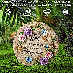 Memories Garden Stepping Stone Plaque Resin Sympathy Bereavement Gifts Beautiful Butterfly Flowers Memorial Stones Outdoor Memorial Plaque Garden Decor for Loss of Loved One Remembrance Gifts