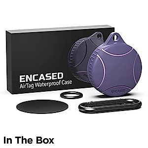 Encased Waterproof Airtag Case Compatible with Apple Airtag Keychain Holder (Purple)