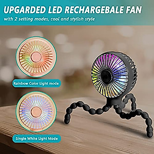 YKLWORLD Mini Baby Stroller Fan, Portable Fan Clip On with Flexible Tripod, USB or Battery Operated Handheld Personal Fan 3 Speeds Car Seat Fan for Desk Crib Bike Treadmill Travel Camping - Black
