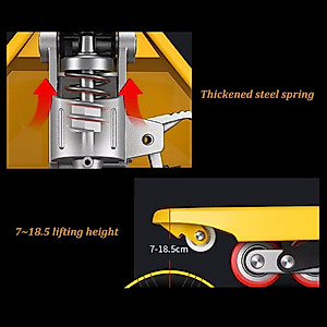 CZLELQQX Hydraulic Pallet Truck,6600bls Capacity Manual Pallet Jack,2.7~7.2 ""Lift Height Manual Forklift Pallet Stacker with PU Wheels(45""x21""Forks), CBYAC3.0