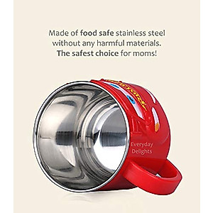 Everyday Delights Lightning McQueen Red Stainless Steel Insulated 3D Cup with Lid, 250ml