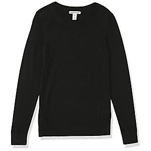 Amazon Essentials Women's Long-Sleeve Lightweight Crewneck Sweater (Available in Plus Size), Black, X-Large