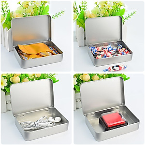 Wobe 12pcs Metal Rectangular Empty Hinged Tins Box Containers 4.5x3.3x0.9 in, Mini Portable Box Small Storage Kit Home Organizer Holders for First Aid Kit, Survival Kits, Storage, Herbs Pills Crafts