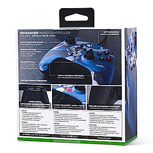 PowerA Enhanced Wired Controller for Xbox Series X|S - Metallic Blue Camo, gamepad, wired video game controller, gaming controller, Officially Licensed for Xbox