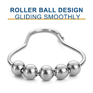 Shower Curtain Hooks, OEH Stainless Steel Shower Curtain Rings, Roller Gliding Shower Hooks for Shower Curtain, Rustproof Shower Rings for Curtain, Shower Curtain, Shower Rod, Set of 12, Chrome