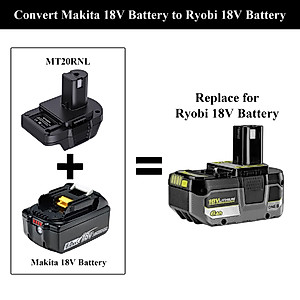 Simple Plus+ MT20RNL Battery Adapter Convert Makita Bl1860 18V Li-ion Battery to Ryobi 18V One+ Lithium-ion Battery Adatper, 100% Compatible with Original Tools