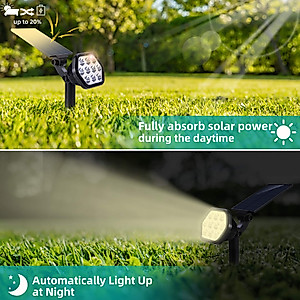 Nekteck Solar Lights Outdoor,10 LED Landscape Spotlights Powered Wall Lights 2-in-1 Wireless Adjustable Security Decoration Lighting for Yard Garden Walkway Porch Pool Driveway (4Pack, Warm White)