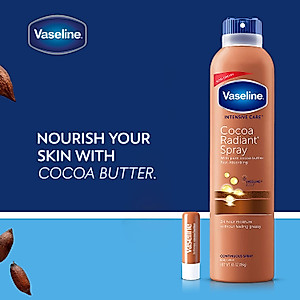 Vaseline Cocoa Radiant Spray 2-Pack for Dry Skin + Vaseline Lip Therapy Cocoa Butter Lip Balm (3 Piece Set)