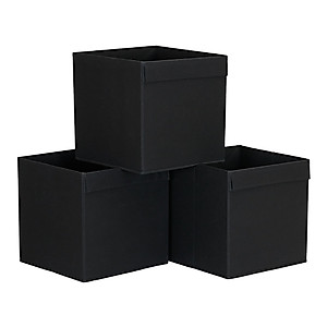 Household Essentials 86-1 Foldable Fabric Storage Bins | Set of 6 Cubby Cubes with Flap Handle, Black