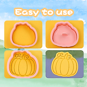 16 Pieces Fall Thanksgiving Cookie Cutters with Plunger Stamps Set Fall Biscuit Mold Maple Leaf Turkey Pumpkin 3D Cookie Stamper Plastic DIY Cookie Tools for Thanksgiving Day Baking Fondant Supplies