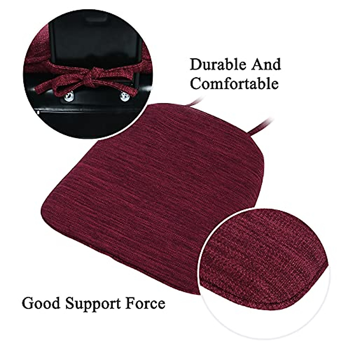 baibu 14x14 Inches Metal Dining Chair Pads Set of 2, Non-Slip Metal Chair Cushion Bar Stool Cushion with Ties for Metal Chairs or Bar Stools - 2 Cushions Only (Red, 14x14x1.5in)