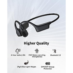 Bone Conduction Headphones, IPX7 Waterproof Open Ear Headphones with 32G MP3 Player Bluetooth 5.3 Wireless Headset Sport Headphones with Built-in Mic, Sweatproof Headset for Running, Cycling