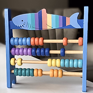 Orange Tree Toys Shark Wooden Abacus | Hand Painted Colorful Wooden Educational Puzzle Toy for Toddlers 3+, Sustainably Made, Perfect for Learning Math and Practicing Counting