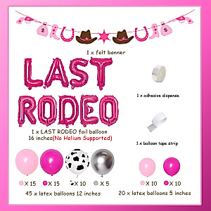 Western Theme Bachelorette Party Decorations Pink Cowgirl Last Rodeo Bachelorette Party Decorations Balloon Garland with Cowgirl Garland Foil Balloons for Final Rodeo Bridal Shower Party