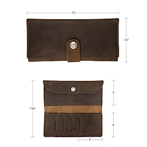 Hide & Drink, Folio Wallet, Holds Up to 4 Cards Plus Flat Bills & Coins, Card Holder, Travel Case, Full Grain Leather, Handmade, Bourbon Brown