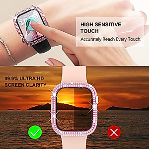 WINGLE 6-Pack Compatible with Apple Watch Case 40mm Face Cover with Screen Protector,Over 200 Bling Crystal Diamond Apple Watch Bumper Case for Apple Watch Series SE 6 5 4 Screen Protector 40mm