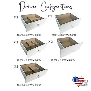 Alveare Home Helena Standing Jewelry Armoire – Elegant Storage with 6 Drawers, Jewel Knobs, Mirror, Ring Rolls, Necklace Hooks & Cord Management – White Finish