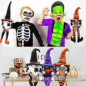 CiyvoLyeen Halloween Dangle Leg Gnomes Decorations Shelf Sitters Handmade Halloween Decor Tomte Swedish Gnome Nisse Scandinavian Gnomes Plush Elf Dwarf Home Household Ornaments Set of 3