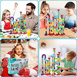 Marble Run for Kids Ages 4-8 - Maze Game DIY Educational Playset Birthday Gift for Ages 3+,Track Pipe Building Blocks Glass Marbles for Kids Birth Day Preschool, Toys for 3 Year Old Boys Christmas