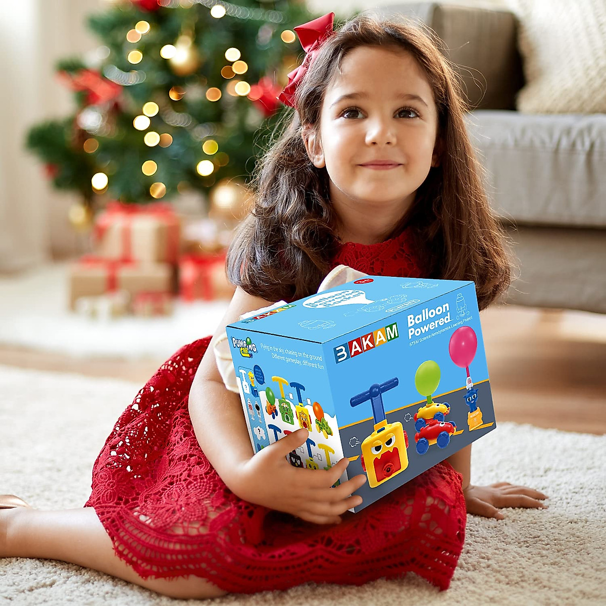 BAKAM Power Balloon Car Toy for Kids, Balloon Launcher Car Toy Set for Kids Science Toy, Inflatable STEM Balloon Pump Cars Racer Kit for Boys Girls (Frog)