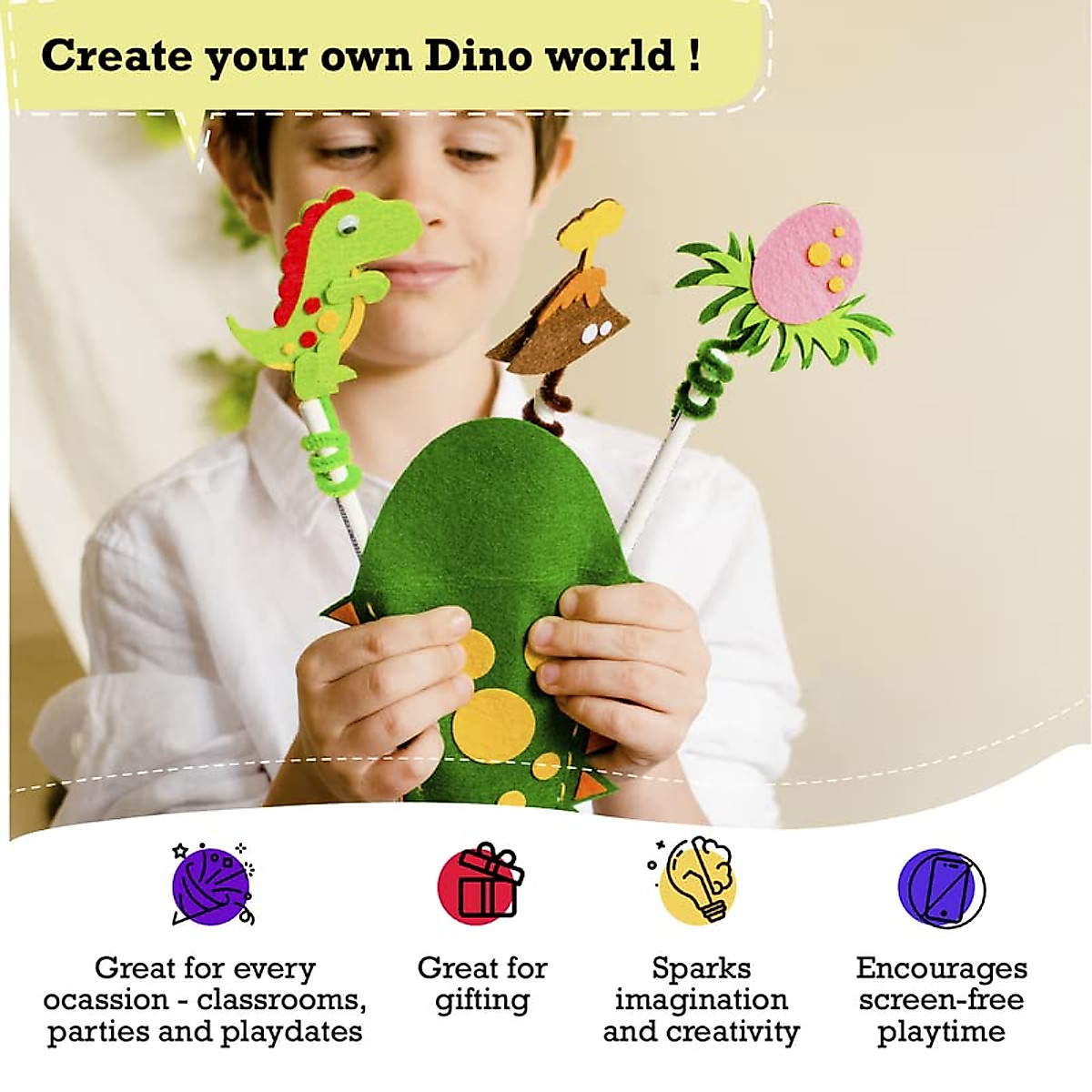 jackinthebox Dinosaur Themed Craft Kit and Educational Toy for Boys and Girls | 6 Activities-in-1 Kit | Great Gift for Kids Aged 5 to 8 Years Old | Learning Stem Toys (Dinosaur 6-in-1)