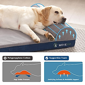 WEVEGO Orthopedic Dog Bed, 7.87-inch Thick Gel Memory Foam Pet Beds with Pillow, Durable Soft Flannel Fabric with Waterproof Liner & Removable Washable Cover Dog Beds for Medium Breed Dogs
