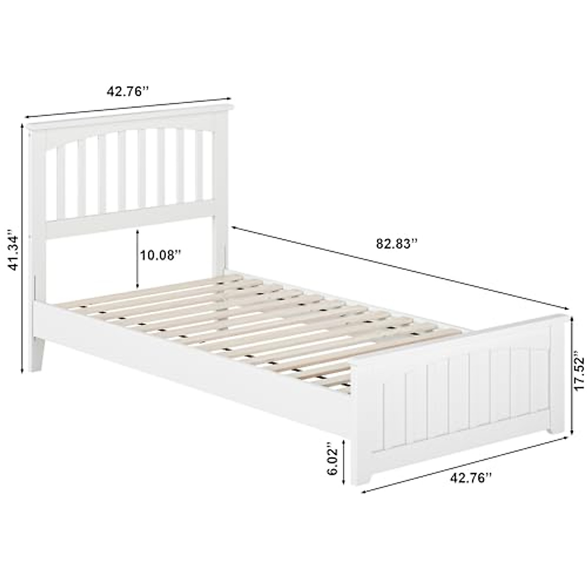 AFI, Becket Twin XL Solid Wood Low Profile Platform Bed with Matching Footboard, White