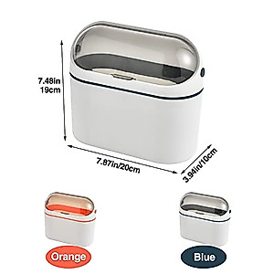 Benshukam Mini Trash Can with Lid, Mini Waste Basket for Desktop, Small Office Countertop Garbage Can, Mountable Tiny Wastebasket for RV, Dorm, Freezer, Laundry and More (Blue)