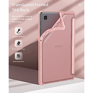 MoKo Case Fits Samsung Galaxy Tab A7 Lite 8.7" 2021 (SM-T225/T220/T227), Slim Lightweight Smart Case Trifold Stand Case with Soft TPU Translucent Frosted Back Shell for Galaxy Tab A7 Lite, Rose Gold