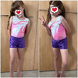 PythJooh Girls Dance Shorts, Little Girls Sparkle Glitter Gymnastics Shorts Metallic Athletic Dancewear Shorts 3-14 Years