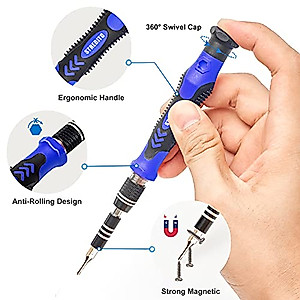 STREBITO Precision Magnetic Screwdriver Set 124-Piece Electronics Tool Kit with 101 Bits, for Computer, Laptop, Cell Phone, PC, MacBook, iPhone, Nintendo Switch, PS4, PS5, Xbox Repair