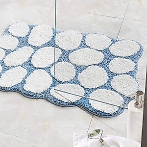 Ashler Bathroom Rug, Cobblestone Bath Rugs, Microfiber Bath Mat, Soft Absorbent Bath Carpet, Non-Slip Shower Mats, Machine Washable Pebbles Bathroom Mats, 17X24 in, Off White
