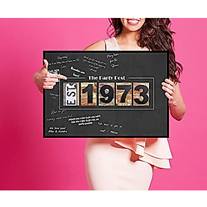 50th Birthday Party Decorations - Chalkboard Guest Book Alternative Poster. 11x17 Party Sign for Him or Her Turning 50 Years Old. Signing Board for Women or Men. Rustic Wall Art Banner for Wishes