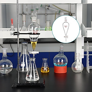 StonyLab PTFE Stopcock Separatory Funnel 60ml, Borosilicate Glass Heavy Wall Conical Pear-Shaped Separatory Funnel Separation Funnel with 24/29 Joint