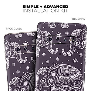 DesignSkinz Purple Sacred Elephant Pattern Protective Vinyl Decal Wrap Skin Cover Compatible with The Samsung Galaxy S20 (Screen Trim & Back Glass Skin)
