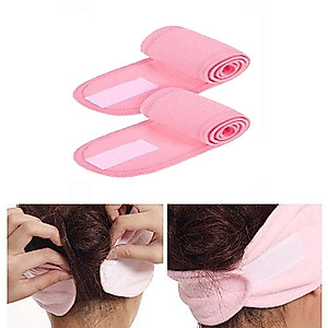 Afahok 2 Pcs Spa Facial Headband, Soft Adjustable Face Wash Headband with Magic Tape Terry, Cloth Stretch Make Up Wrap for Face Washing, Shower, Facial Mask, Yoga Grey