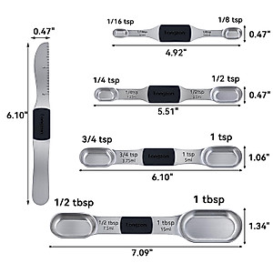 [2024 NEW] longzon 8 Full-Sized Measurements Magnetic Measuring Spoon Set with Leveler - Durable Engraved Markings, Magnetic Absorbent, Stackable Stainless Steel - Suitable for Most Spice Jars