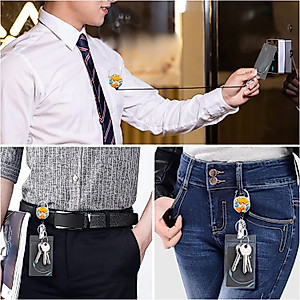 BUDUOZHI ID Badge Holder with Lanyard and Retractable Badge Reel Clip, Cartoon Dinosaur Breakaway Lanyard Name Card Vertical ID Protector, ID Card Holder Keychain Name Badge Clip for Women Men