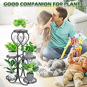 ZHAZHADI Plant Stand Indoor Outdoor - Metal 5 Tier Flower Pot Holder Display Vertical Shelves Shelf - Wrought Iron Corner Planter Rack Multiple Organizer for Garden Patio Lawn Balcony Office Black