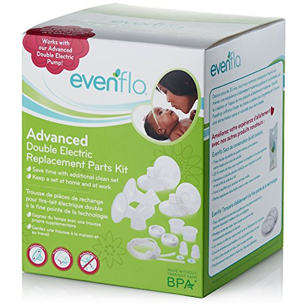 Evenflo Feeding Replacement Parts Breastfeeding Kit for Hospital Strength Advanced Double Electric Breast Pump
