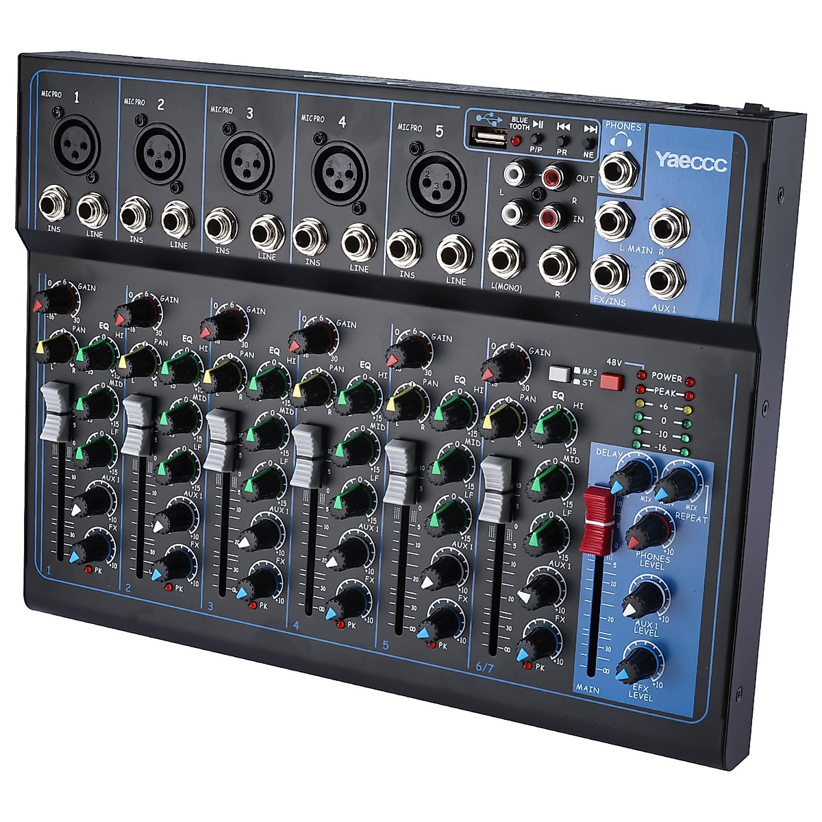 4/7 Channel Professional Powered Mixer Power Mixing Live Studio Audio Sound DJ-Mixer Mixing Console with USB slot (7 Channel)