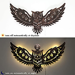 DIINOR Solar Wall Lights Owl Hanging Solar Lights Outdoor Metal Solar Garden Lights Porch Patio Yard Decorative Warm White