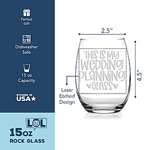 Wedding Planning Glass With Hearts Stemless Wine Glass - Gift for Bride, Wedding Wine Glass