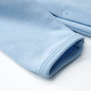 SYCLZ Unisex-Baby 100% Cotton Long Sleeve Side-Snap Shirts Soild Color Kimono Tees 0-12M (3-6M, Blue/Green/Gray)