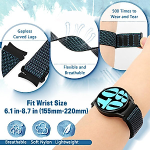 Bcuckood Nylon Loop Compatible with Samsung Galaxy Watch 6/5/4 40mm 44mm/Watch 6 Classic 43mm 47mm/Watch 5 Pro 45 mm/Watch 4 Classic 42mm 46mm, Sport Nylon Breathable Replacement Straps for Women Men