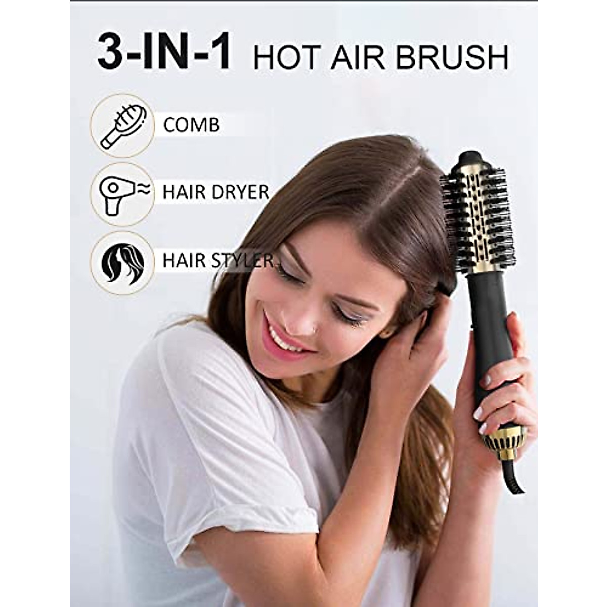 LANDOT Hair Blow Dryer Brush and Volumizer, One-Step Hot Air Brush for Drying, Straightening, Volumizing
