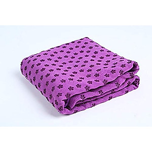IntoBetterLife IBL-Yoga Towel, Hot Yoga Mat Towel - Sweat Absorbing Non-Slip for Hot Yoga, Pilates and Workout, 24x72 inches with Grip Dots (Purple)