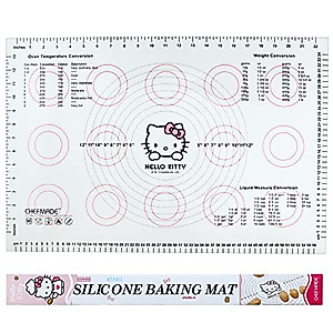 CHEFMADE Hello Kitty 23-Inch Rectangle Silicone Baking Mat with Measurements, Non-stick Heat Resistant Rolling Dough Mat, for Pastry,Pizza, Fondant and Pie Crust Making 15" x 23" (Pink)