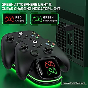 Controller Charger Station with 2x4800mWh Rechargeable Battery Packs for Xbox One/Series X|S Controller, Dual Charging Dock for Xbox One Controller Battery Pack with 4 Batteries Covers for Xbox