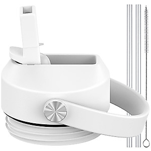 Straw Lid for Yeti Rambler Water Bottle 18 oz,26 oz,36 oz,46 oz,12 oz,64 oz,Straw Cap,Straws and Brush Include (White)